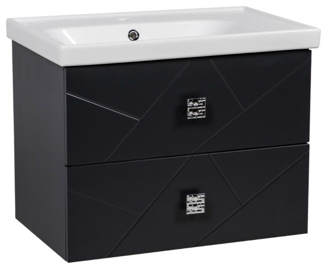 Modern Wall-Mounted Bathroom Vanity | Picasso Antricite Matte 24 ...