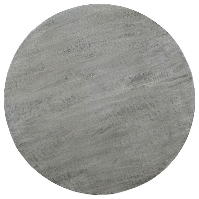 ROOT Grey Mango Wood Round Coffee Table - Industrial - Coffee Tables ...