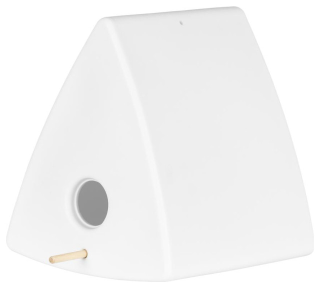 Dalya Triangle Decorative Birdhouse, White - Contemporary - Garden ...