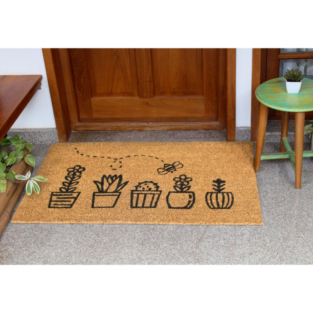 Black Machine Tufted Topiary Doormat, 18" x 30", 18" x 30 ...
