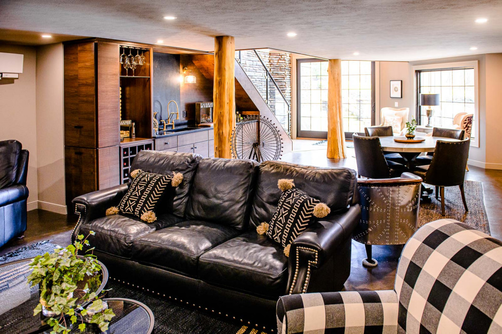 Modern Rustic Luxury Finished Basement in Richfield, Ohio - Midcentury ...