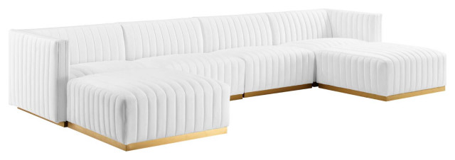 Conjure Channel Tufted Velvet 6-Piece Sectional - Contemporary ...