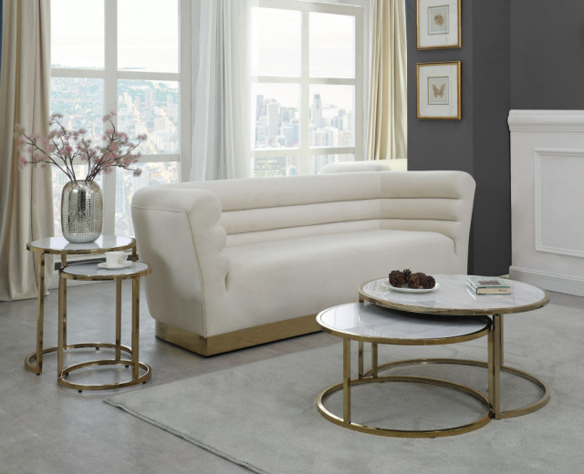 Massimo Coffee Table, Faux Marble Top, Gold Steel Base - Contemporary ...
