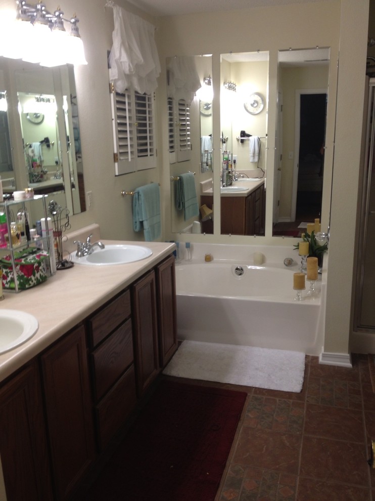 I need ideas for this master bath makeover.