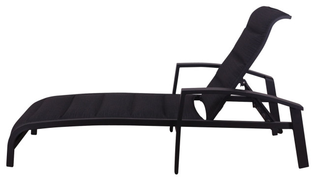 Courtyard Casual Santorini Black Aluminum 2 Padded Sling Chaise Lounge ...