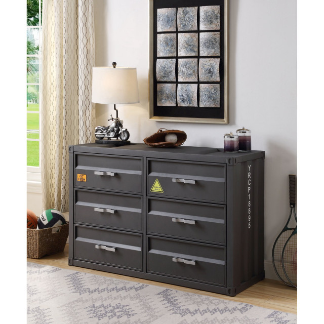 Industrial Double Dresser, Cargo Design With 6 Storage Drawers ...