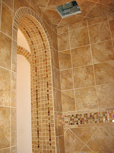 Bathroom arch with mosaic accent - Mediterranean - Bathroom - Other - by C W Tile and Design LLC ...