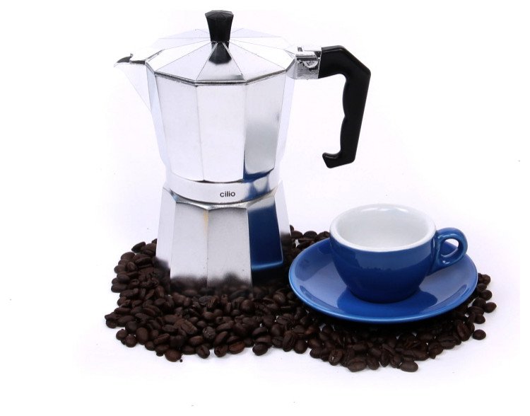 Cilio Classico Espresso Maker with Dark Blue Porcelain Espresso Cup ...