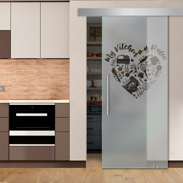 ALU100 Sliding Glass Pantry Door, 28"x84" - Contemporary - Interior ...