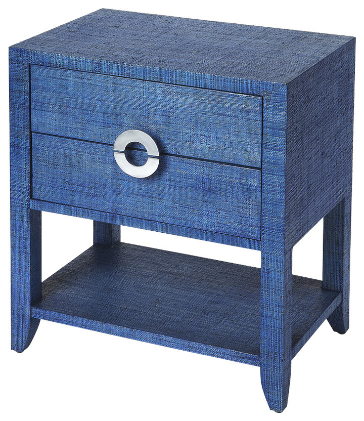 Amelle Blue Raffia End Table - Contemporary - Side Tables And End ...