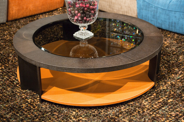 21 Cosmopolitan Round Cocktail Table, Diablo Orange/Umber - Transitional - Coffee Tables - by ...