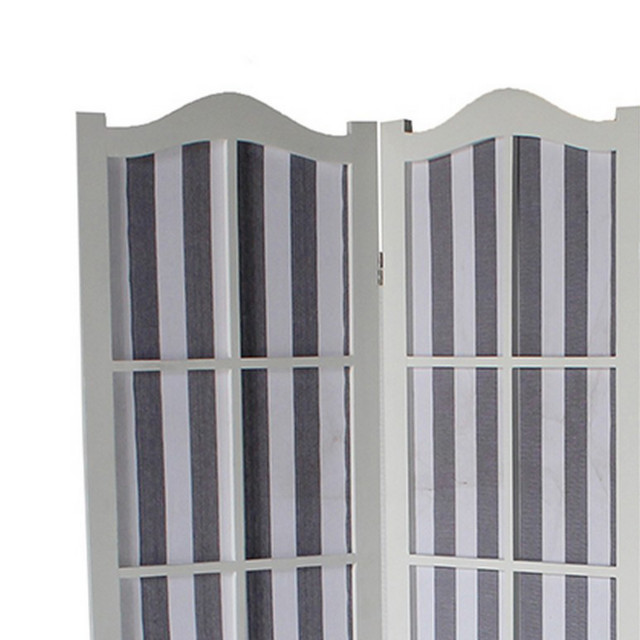 Benzara BM231635 4 Panel Shutter Style Room Divider With Slat Panelling ...