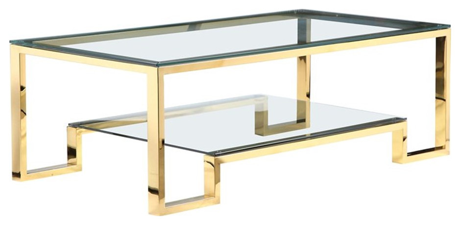 American Home Classic Laurence Metal and Glass Coffee Table in High ...