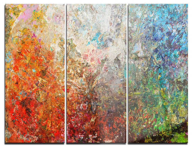 "Board Stained Abstract Art" Glossy Metal Wall Art, 3 Panels, 36"x28 ...