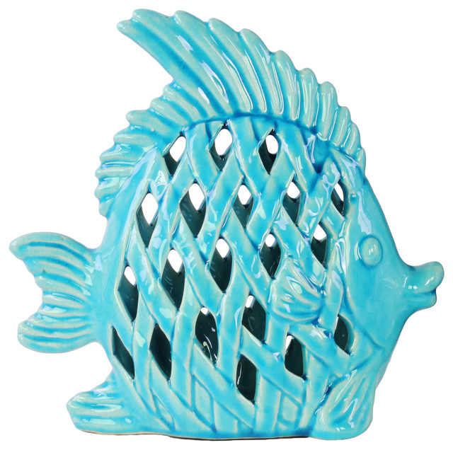 Ceramic Angel Fish Figurine - Beach Style - Garden Statues And Yard Art ...