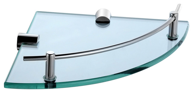 Wall Mounted Corner Glass Shelf, Chrome - Contemporary - Bathroom ...