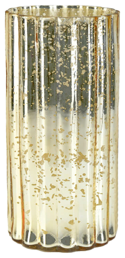 Serene Spaces Living Scalloped Gold Mercury Glass Vase, Small ...