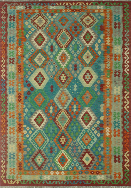 Sangat Kilim Yalda Rust Rug, 6'10 x 9'9 - Southwestern - Area Rugs - by ...