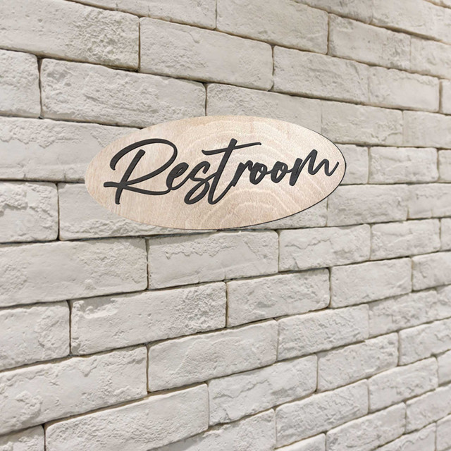 Restroom sign Washroom sign Bathroom sign Business sign Wooden sign ...