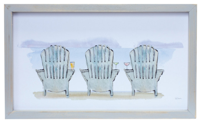 Framed Beach Chair Print, 2-Piece Set - Beach Style - Prints And ...