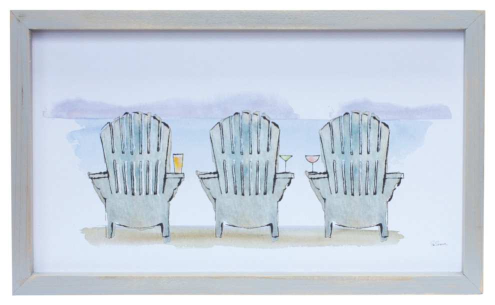 Framed Beach Chair Print, 2-Piece Set - Beach Style - Prints And ...