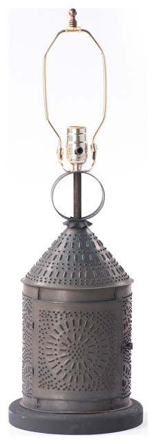 Fireside Lamp Base with Chisel in Blackened Tin, One Size - Southwestern - Lamp Bases - by ...