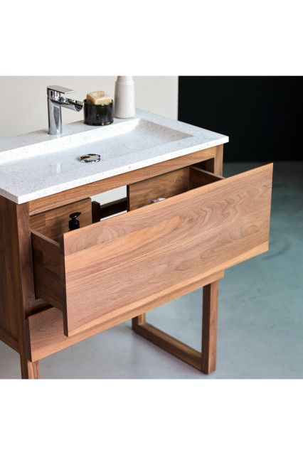 Walnut Single Sink Vanity Unit | Tikamoon Edgar - Transitional ...