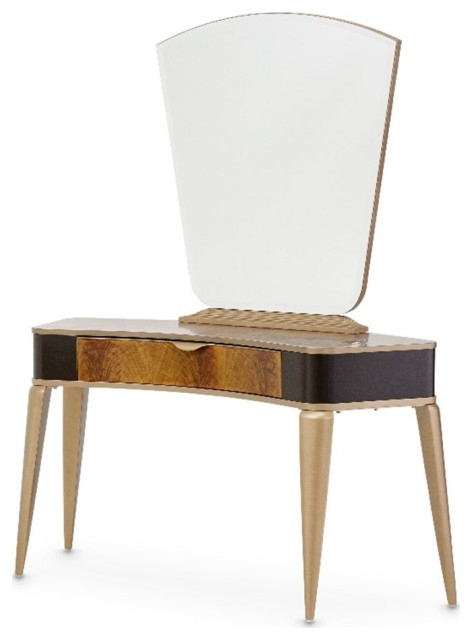 Michael Amini Malibu Crest Wood Vanity with Mirror - Crotch Mahogany ...
