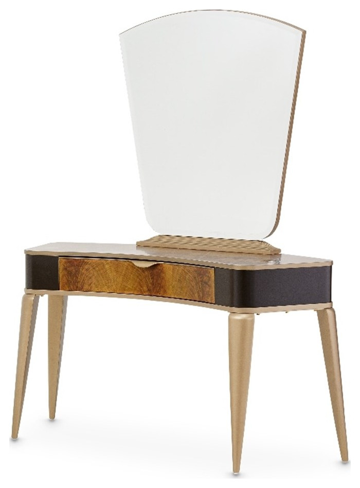 Michael Amini Malibu Crest Wood Vanity with Mirror - Crotch Mahogany ...