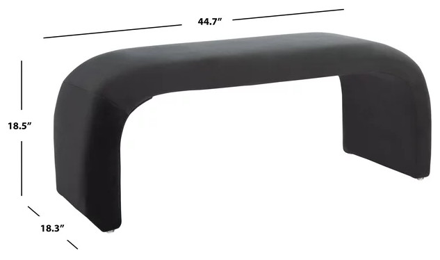 Modern Solid Glam Accent Bench, Upholstered Velvet Fabric Seat ...