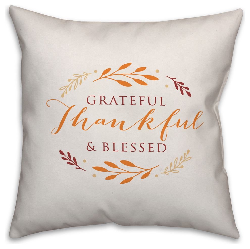 Grateful Thankful & Blessed 16"x16" Throw Pillow - Contemporary ...