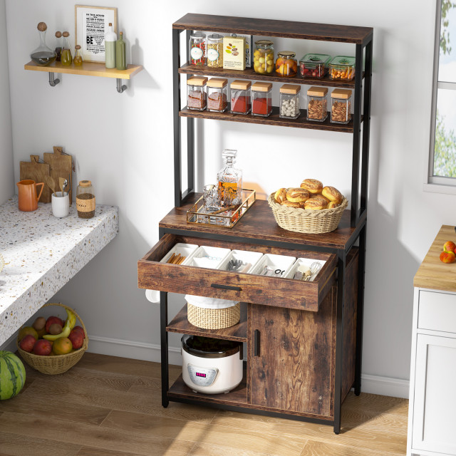 6-Tier Bakers Racks for Kitchens With Cabinet and With Drawers ...