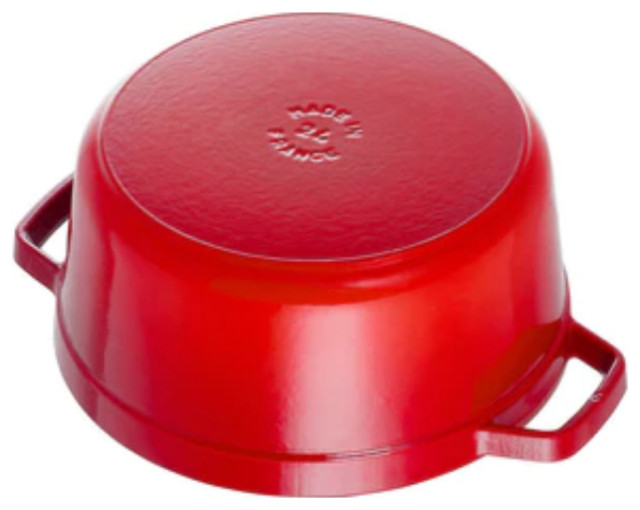 Staub Cast Iron Cherry Deep Round Cocotte, 5-Quart - Modern - Dutch ...