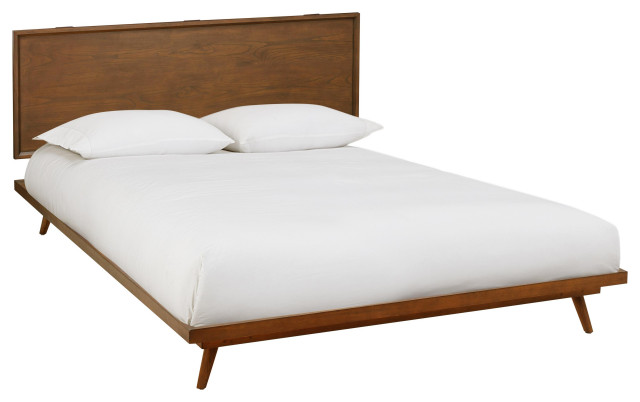 Emery Pecan King Bed - Midcentury - Platform Beds - by First of a Kind ...