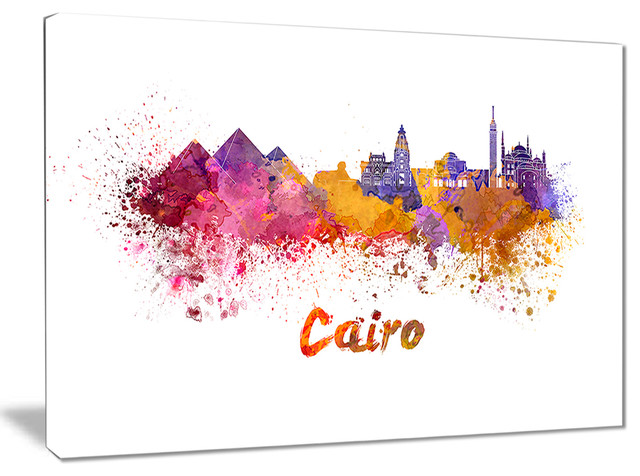 "Cairo Skyline" Cityscape Canvas Artwork Print, 20"x12" - Contemporary ...