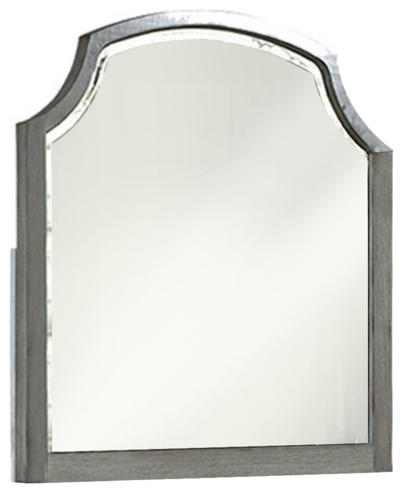 Transitional Style Wooden Frame Mirror with Clipped Corners, Gray ...