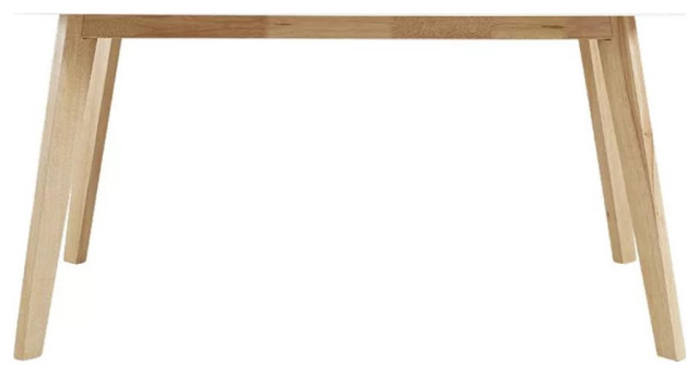 Midcentury Dining Table, Angled Natural Legs With Rectangular White ...