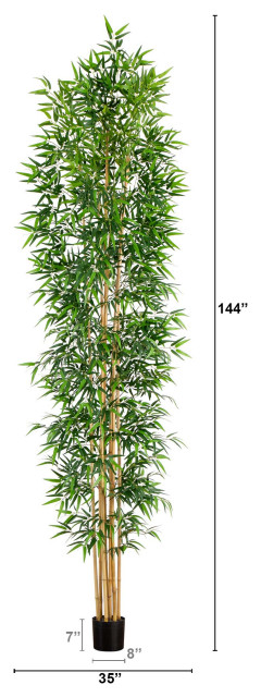 Artificial Bamboo Tree With Real Bamboo Trunks, 12ft - Tropical ...