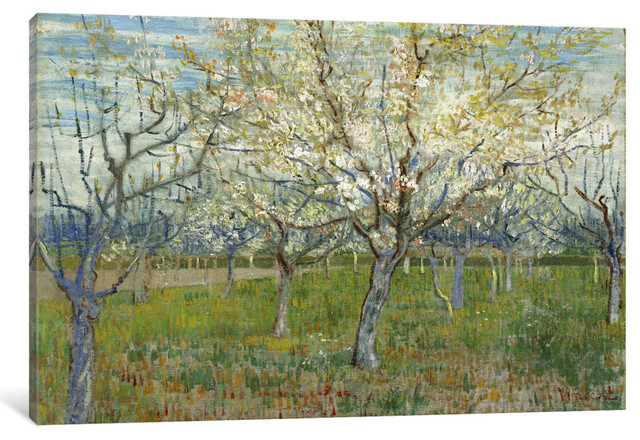 "The Pink Orchard" Wrapped Canvas Art Print, 18x12x1.5" - Farmhouse ...