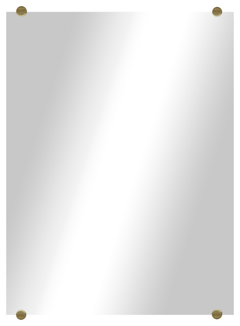 Modern Rustic Frameless Rectangular Mirror with Brass Round Clips ...