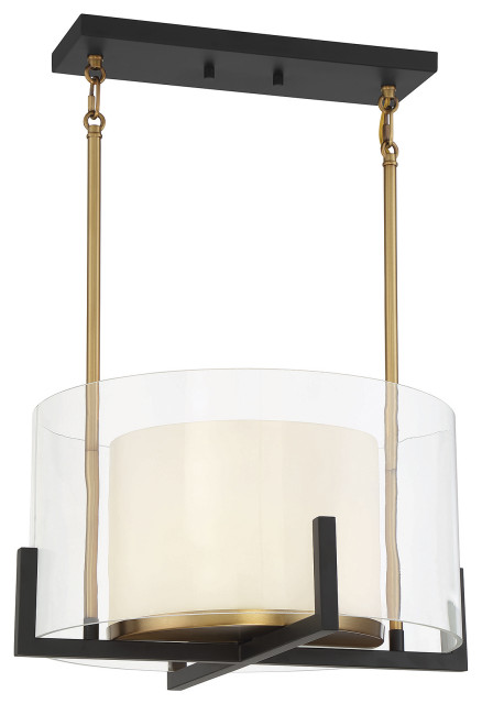 Eaton 1-Light Pendant, Matte Black With Warm Brass Accents ...