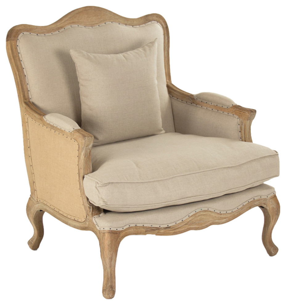 CLub Chair, Natural Linen/Jute - French Country - Armchairs And Accent ...