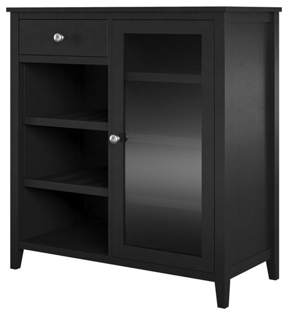 Pemberly Row Modern / Contemporary Bar Cabinet in Black Finish ...