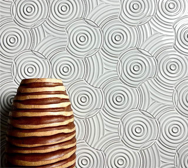 White Swirl 11.7" x 11.7" Porcelain Decorative Mosaic Tile, Set of 11 ...