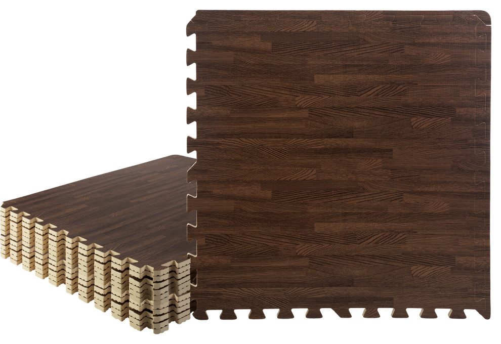 EVA Foam Floor Tiles 24 SQFT Woodgrain Mats for Floor Interlocking Foam ...
