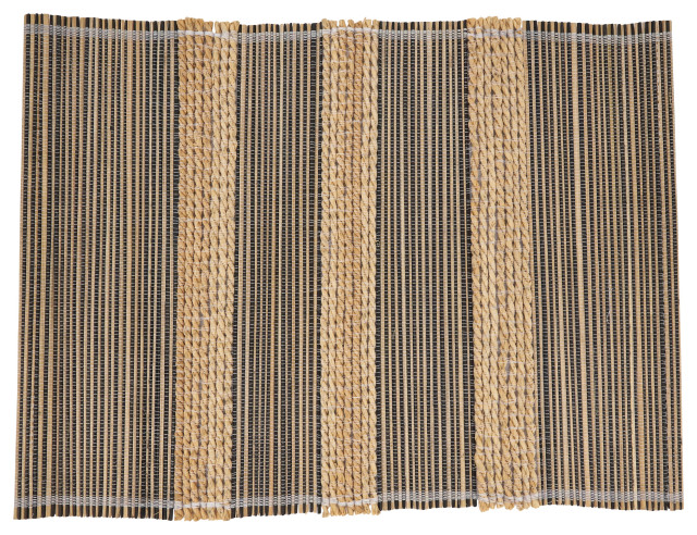 Striped Design Table Mats (Set of 4), Natural, 14"x19", 14"x19" - Beach ...