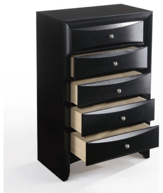 48" Black Wood Chest With Center Metal Glide - Transitional - Dressers ...