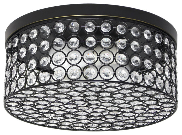 Elegant Designs 12 Inch Elipse Crystal 2 Light Round Ceiling Flush ...