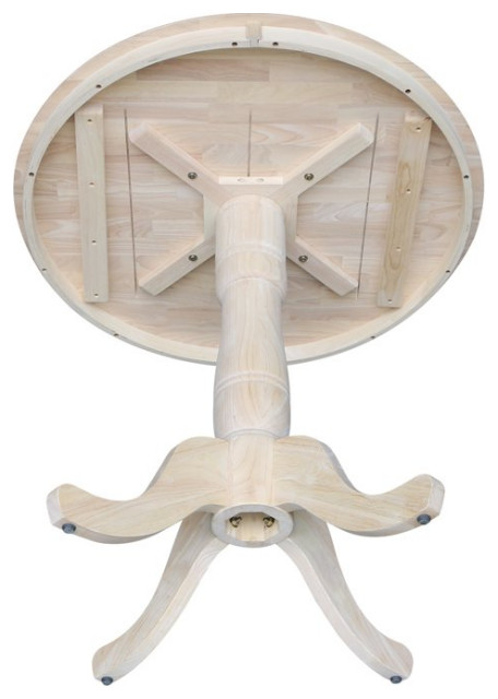 Traditional Counter Dining Table, Wide Circular Top & Pedestal Base ...