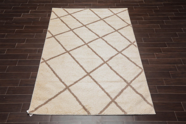 6'07"x9' Machine Made Polypropylene Oriental Area Rug, Ivory Color, 6x9 ...
